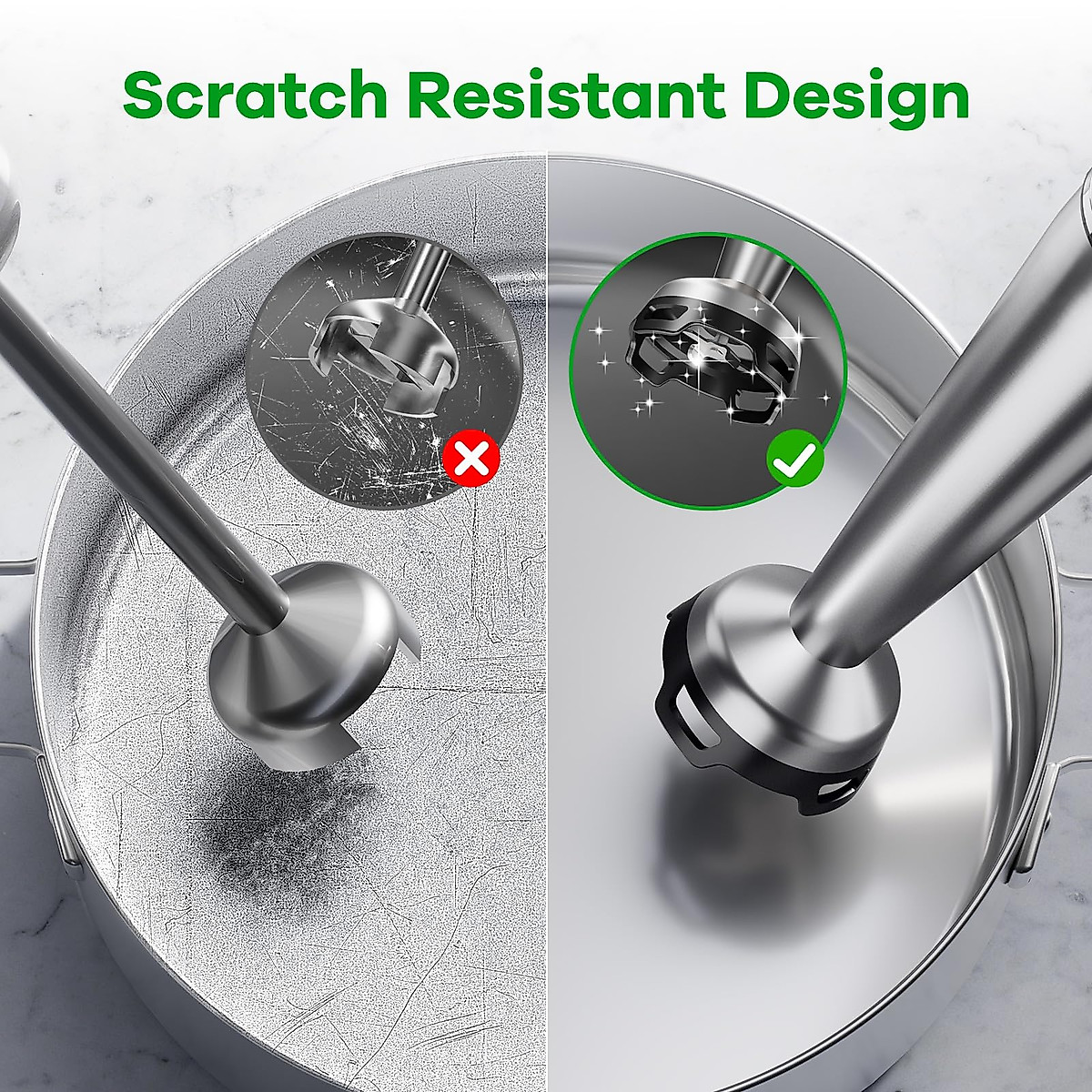 Immersion Blender Handheld Corded Hand Blender 1100W, Trigger Variable Speed 5 in 1 Stick Blender, Emulsion Blender with Chopper, Whisk and Frother for Soup, Baby Food and Smoothies