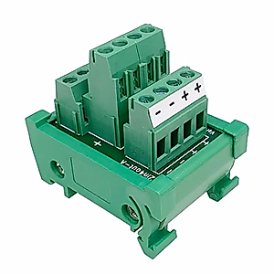 Jienk 2 in 4 Out Terminal Blocks Module, 25A DIN Rail Mounting Terminal Block Power Distribution Breakout Board for PLC Servo Power Amplifier
