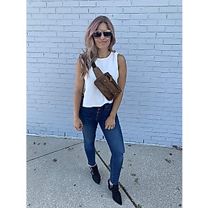 Fanny Pack Genuine Leather Belt Bag for Women or Men