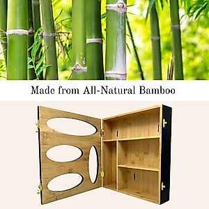 Ziplock Bag Organizer - Bamboo Bag Storage Organizer for Kitchen Drawer, Wooden Baggie Storage Organizer, Compatible with Slider Quart, Gallon, Snack and Sandwich Bags Organizer for Pantry (Black)