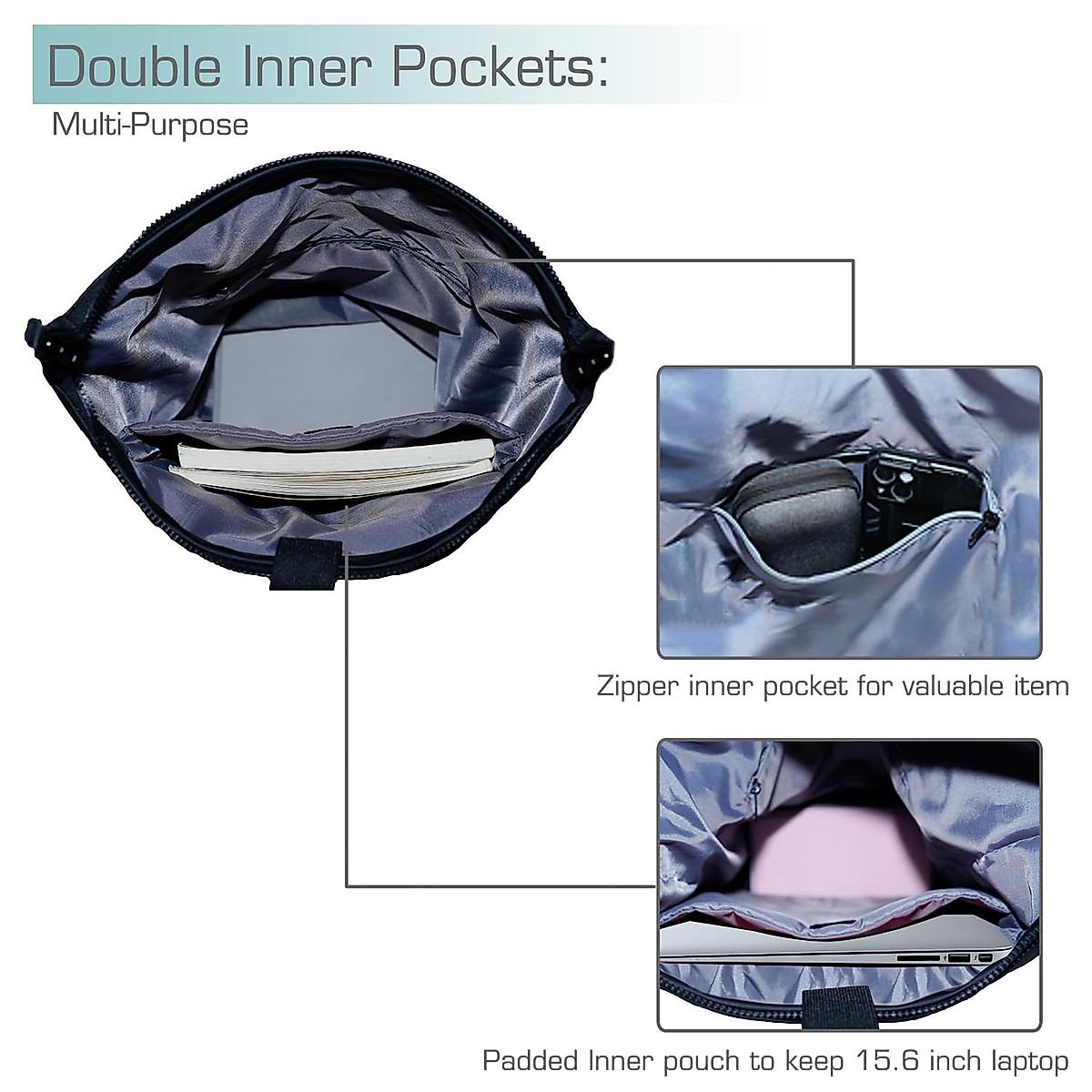 ROTOT Roll Top Travel Backpack, 22L High Volume Laptop Bag Carry on Accessories Essentials (Gray)