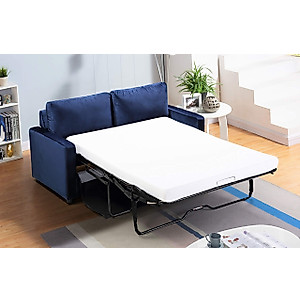 Container Furniture Direct Rosina Convertible Sleeper Sofa with Innerspring Mattress and Durable Metal Frame, 500 lb Capacity, Mid-Century Velvet Pull Out Couch Bed, 70" Wide, Full Size, Cobalt Blue