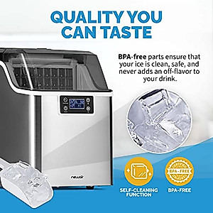 Newair NIM045SS00 45 lbs. Portable Countertop Clear Ice Maker with FrozenFall Technology, Custom Ice Thickness Controls, 24 Hour Timer, Large Viewing Ice Window, Perfect for Cocktails, Scotch, Soda