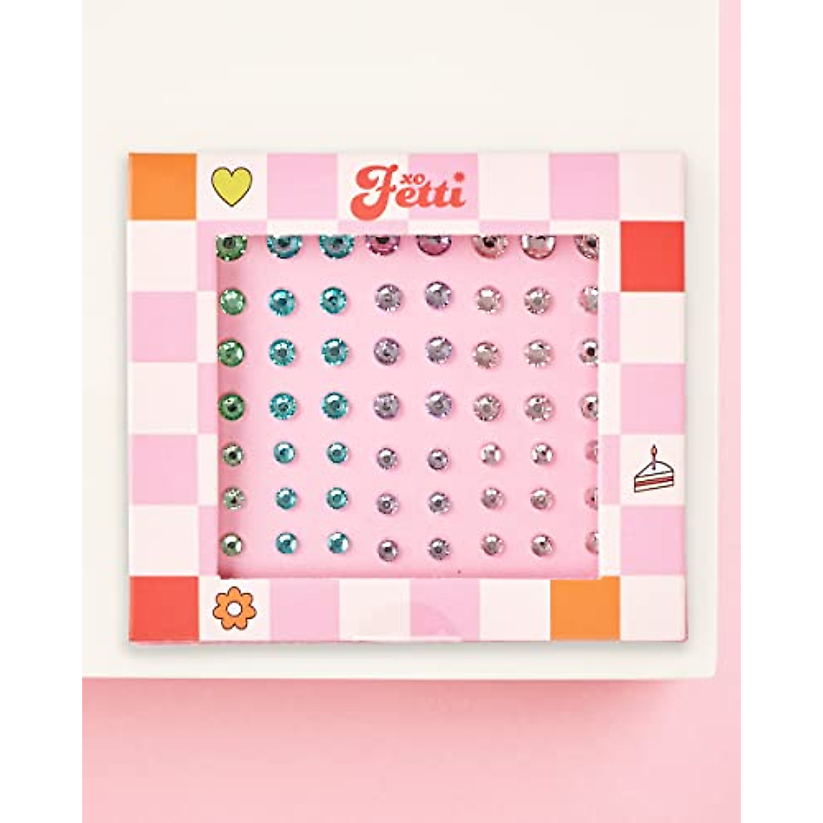 xo, Fetti Pastel Diamond Rhinestone Face Gems - 1 Set | Rainbow Birthday Accessories, Crystal Bachelorette Party, Pride, Rave, Festival