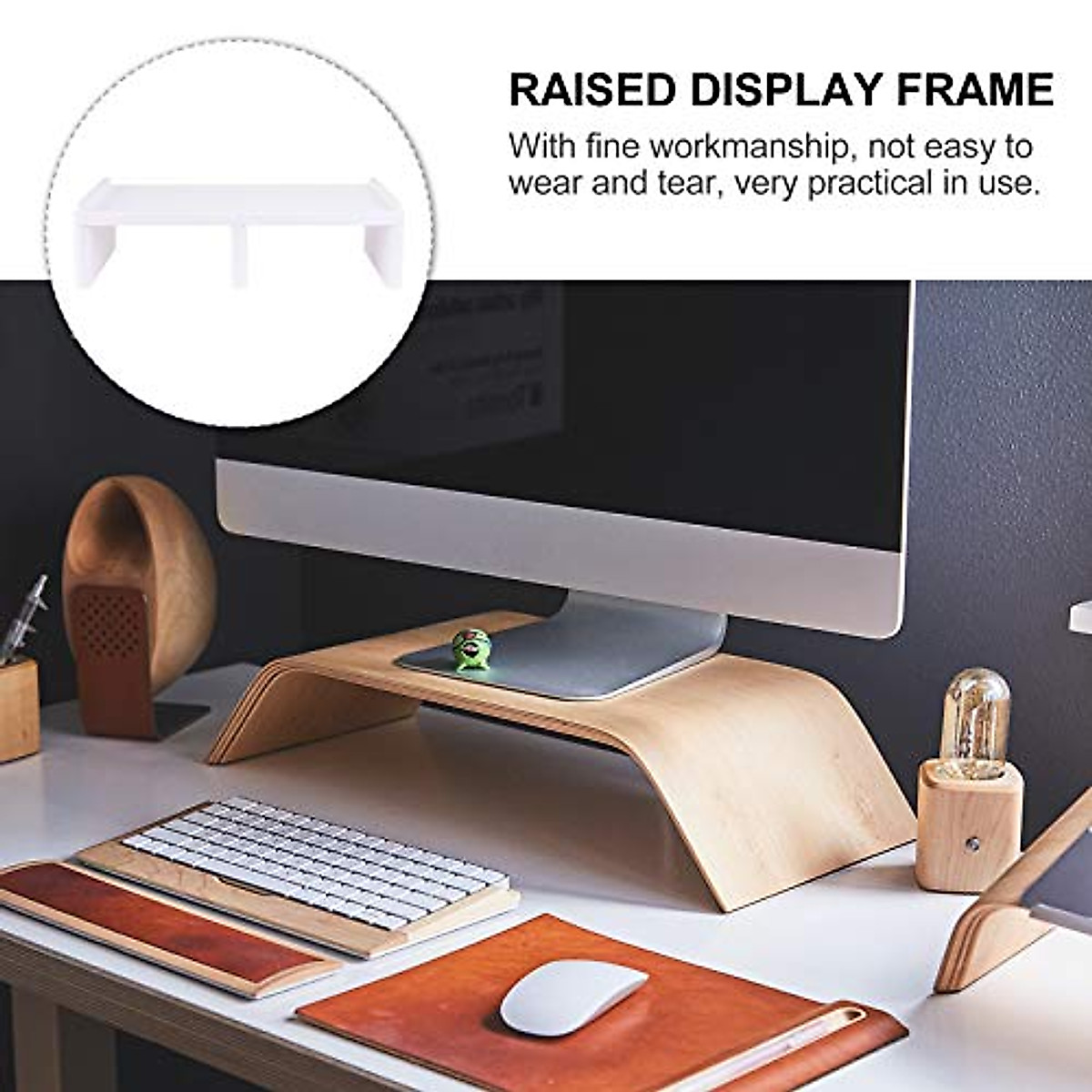 Cabilock Computer Holder Desktop Computer Stand Monitor Riser Stand Desktop Ergonomic Monitor Stand Riser for Computer PC Laptop Printer TV Notebooks LCD LED Display (White) Desktop Stand