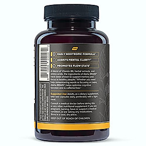 ONNIT Alpha Brain Premium Nootropic Brain Supplement, 90 Count, for Men & Women - Caffeine-Free Focus Capsules for Concentration, Brain & Memory Support - Brain Booster Cat's Claw, Bacopa, Oat Straw