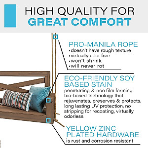 Porchgate Amish Heavy Duty 700 Lb Boardwalk Porch Swing W/Ropes (5 Foot, Warm Walnut Stain)