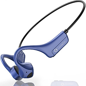 Bone Conduction Headphones Bluetooth5.0, Open Ear Headphones Sports Wireless Earphones with Built-in Mic, Sweat Resistant Headset for Workouts, Running， Cycling, Hiking, Driving, Climbing-Blue