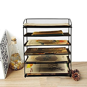 Easepres 6-Tier Mesh Desktop File Organizer Document Letter Tray Holder for Office or Home, Black