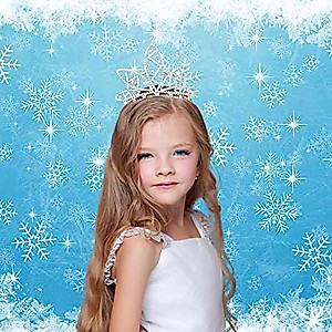 Allenjoy 7x5ft Ice Blue Winter Backdrop for Studio Photography 1st First Birthday Party Decoration Banner Festival White Snowflake Snowfall Christmas Background Baby Shower Kids Photo Booth Props