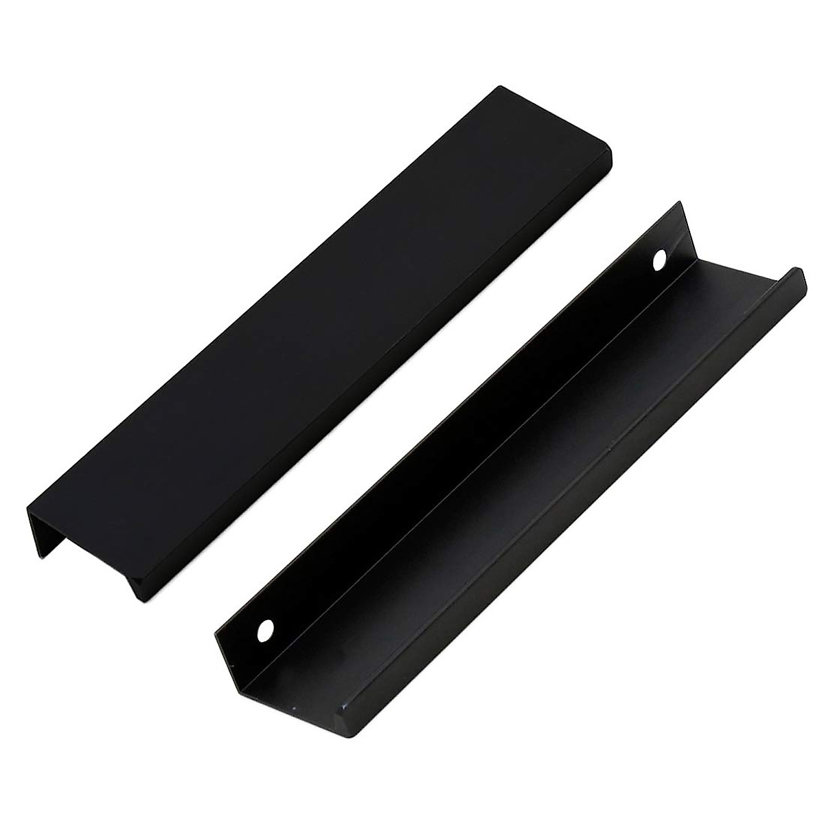 LC LICTOP 15cm/5.9" Black Aluminum Home Kitchen Cabinets Drawers Collection Long Center Finger Edge Pull Tab Handle(10Pcs)