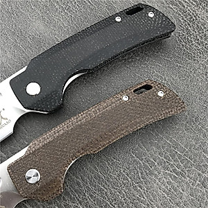 2.56'' D2 Steel Blade Linen Handle with Clip Mini Folding Pocket Knife,Camping Portable EDC Tool,Outdoor Survival Knives,Christmas Gift for Men (Black Handle)