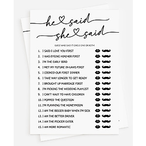 All Ewired Up 50 He Said She Said Game (50-Cards) Wedding Bridal Shower, Fun Bachelorette, Rehearsal Dinner, Minimalist