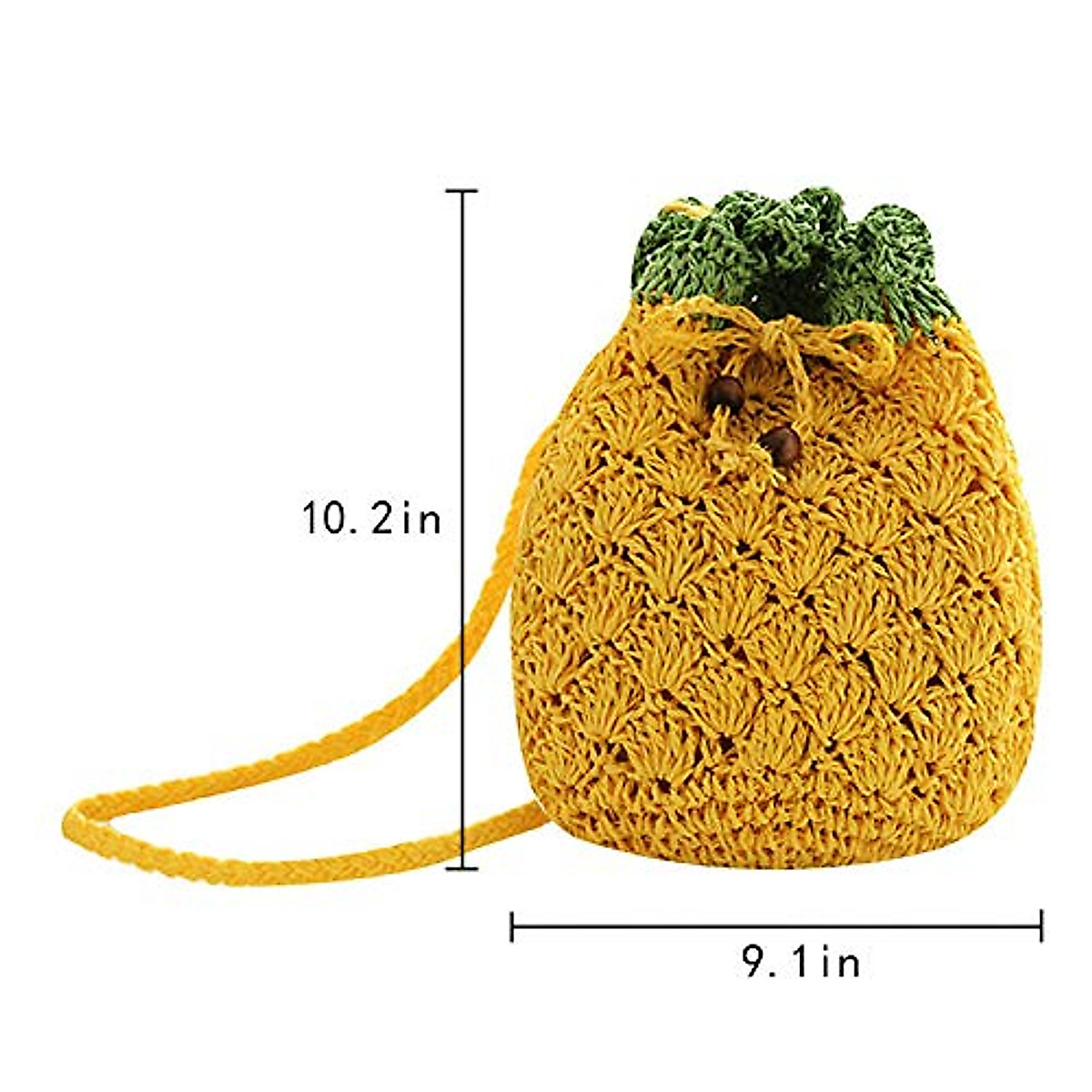 Goclothod Mini Handbag Cute Fruit Straw Cross-body Bag Weave Summer Beach Travel Satchel Shoulder Bag Phone Pouch Coin Purse (Pineapple)