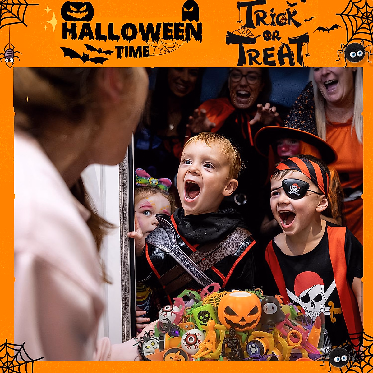 SQZUWIT 200pcs Halloween Party Toys Assortment for Kids Halloween Party Favors Prizes Box Toy Assortment Classroom Trick Treating Halloween Treasure Box Toys