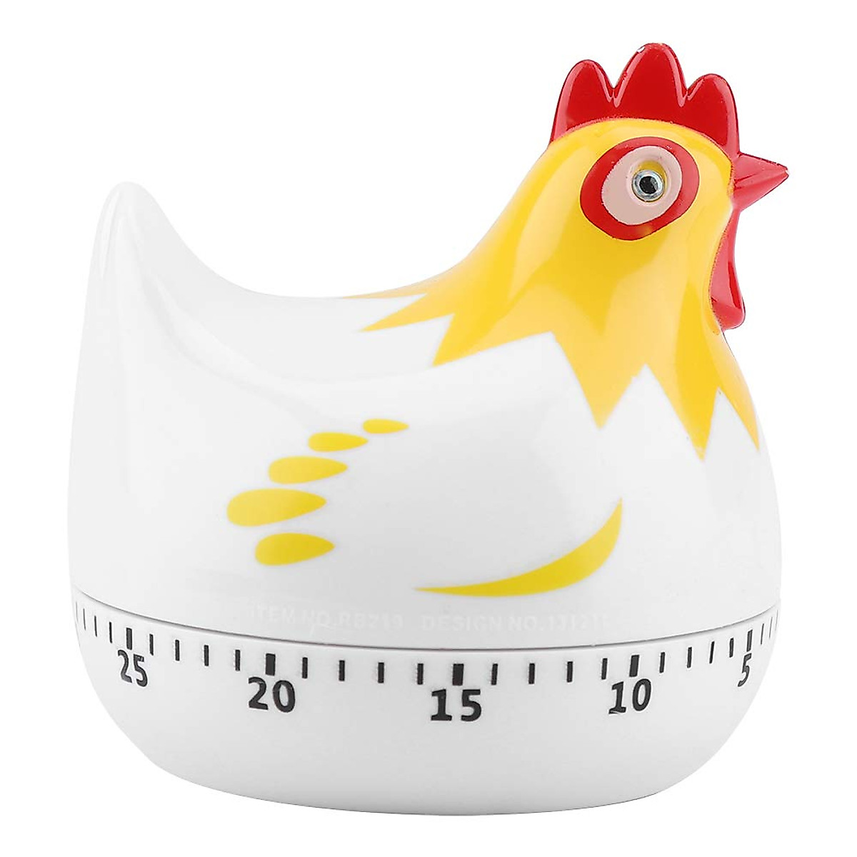 Kitchen Timer Chicken Pattern Countdown Reminder 72dB Loud Alarm Clock for Baking Cooking (White)