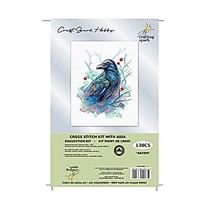 Counted Cross-Stitch Kit on Aida Canvas with Raven. Fabulous Ornament 7.09x9.06 inches 130CS. Marvelous for Art & Craft Amateurs
