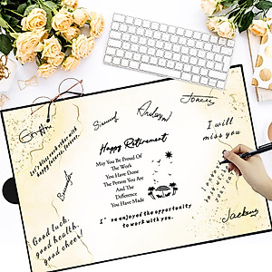 Holkcog Black Gold Retirement Party Decorations,Black Gold Giant Happy Retirement Guestbook Fun Beach Themed Retirement Party Signature Book,Best Retirement Gifts for Women Men, Retire Signing Boards…