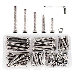 binifiMux 80 Pieces M5 Round Pan Head Phillips Machine Screws and Hex Nuts Assortment Kit, 20mm /25mm /30mm /35/mm /40mm,304 Stainless Steel