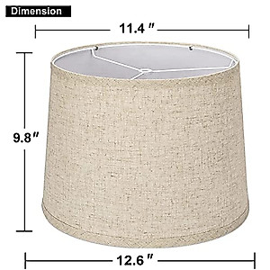 Lamp Shades Set of 2, Medium Lampshades 11.6" Top x 12.6" Bottom x 9.8" High, Drum Lampshades (Spider Fitter), Natural Beige Linen Lampshades Hand Crafted Shades Replacement for Table Lamp, Floor Lamp