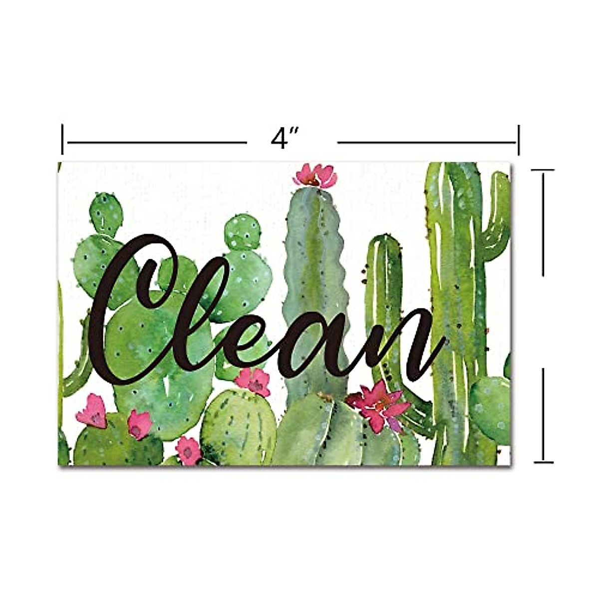 Cactus Pattern Clean Dirty Reversible Dishwasher Magnet, Double Sided Strong Kitchen Flip Indicator, Rustic Farmhouse Kitchen Refrigerator Dishwasher Decor, Gift for Women, Her