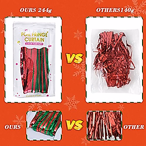 LYUBASA 3 Pack Christmas Party Decorations, Red and Green Tinsel Foil Fringe Curtains,Ugly Sweater theme Photo Booth Prop Streamer Backdrop decor Indoor outdoor Party Supplies for Happy New Year party