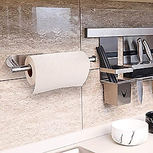 Paper Towel Holder Under Cabinet - Self Adhesive Paper Towel Roll Holder Wall Mount, Gewtur Stainless Steel Paper Towel Holder for Kitchen Bathroom