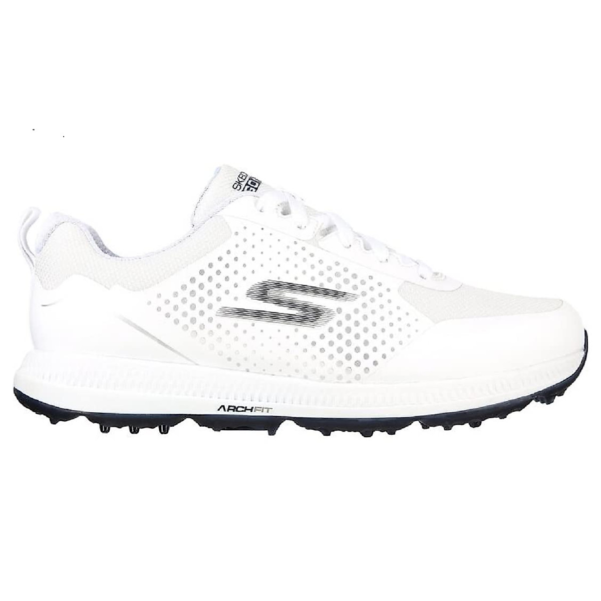 Skechers Women's Go Elite 5 Arch Fit Waterproof Golf Shoe Sneaker, White/Navy Sport, 6