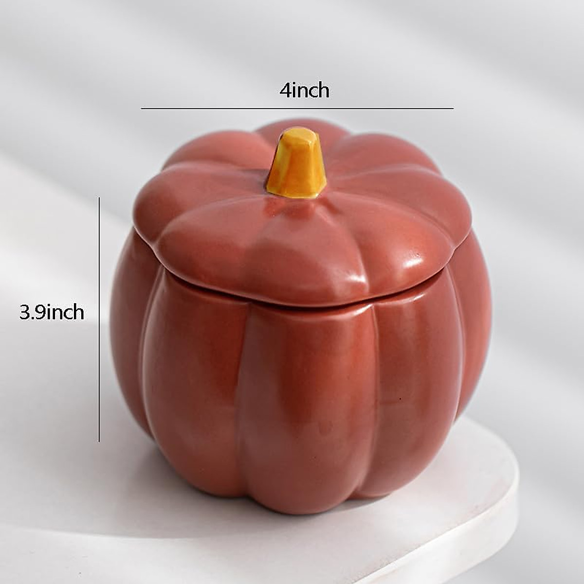 123Arts Ceramic Pumpkin Candle Holder with Lid, Halloween Decorative Ornament,Without Candle