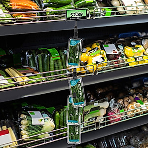 Pack of 4 – 12 Station Hanging Merchandise Strips with Hooks, 31” Metal Display Merchandise Strips for Retail Display with Label Header, Black