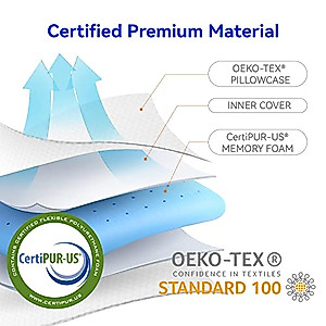 inight Memory Foam Pillows for Sleeping, Standard Size Set of 2 for Back Sleeper & Side Sleeper Pillow, 2 Pack, Oeko-TEX & CertiPUR-US Certified