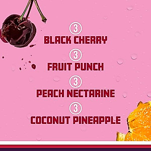 Sparkling Ice Pink Variety Pack, Flavored Sparkling Water, Zero Sugar, and Vitamins and Antioxidants, 17 fl oz, 12 count (Black Cherry, Peach Nectarine, Coconut Pineapple, Pink Grapefruit)