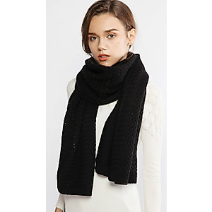 RIIQIICHY Winter Scarfs for Women Cold Weather Chunky Knit Scarf Warm Thick Black Scarf Long Large Oversized Scarves