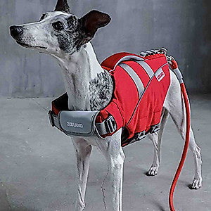 ZOOLAND Dog Life Jacket, Life Vest Reflective Stripes Adjustable Belt for Dog with Rescue Handle for Swimming Red M