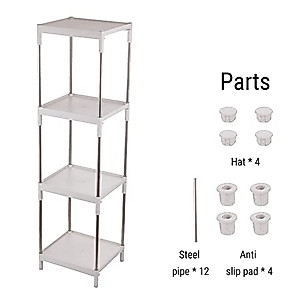 Storage Cart for Laundry Room Organization, 4 Tier Shelving Unit Utility Cart Storage Rack for Kitchen Bathroom Laundry Narrow Places (White)
