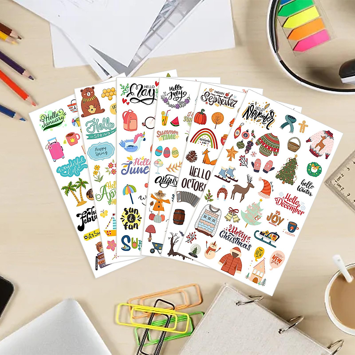 CIEMODA Holiday Seasonal Planner Stickers,Scrapbook Stickers,Vintage Seasonal Sticker,Daily Planners,Calendar Stickers for Adults Women Girls