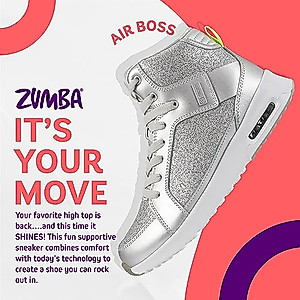 ZUMBA Women's Air Boss High-Top Athletic Shoes, 7, Silver