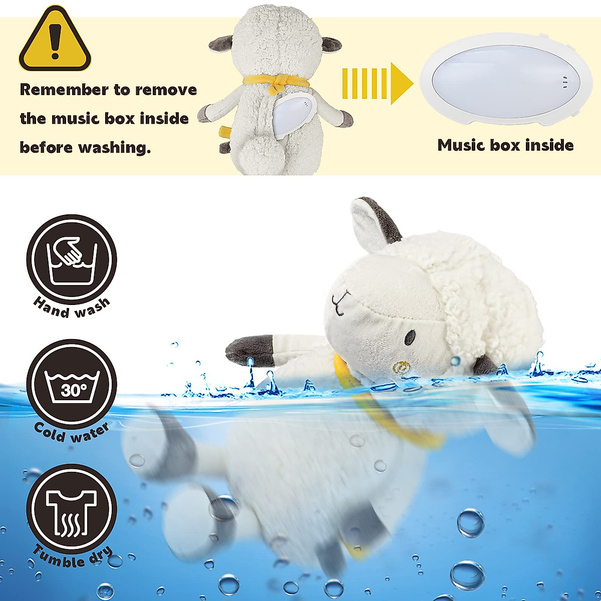 nicknack Baby Sleep Soother Toy Sheep Plush Toy Soft Stuffed Animal with Night Light & Soothing Sounds for Toddler Boys and Girls Gift