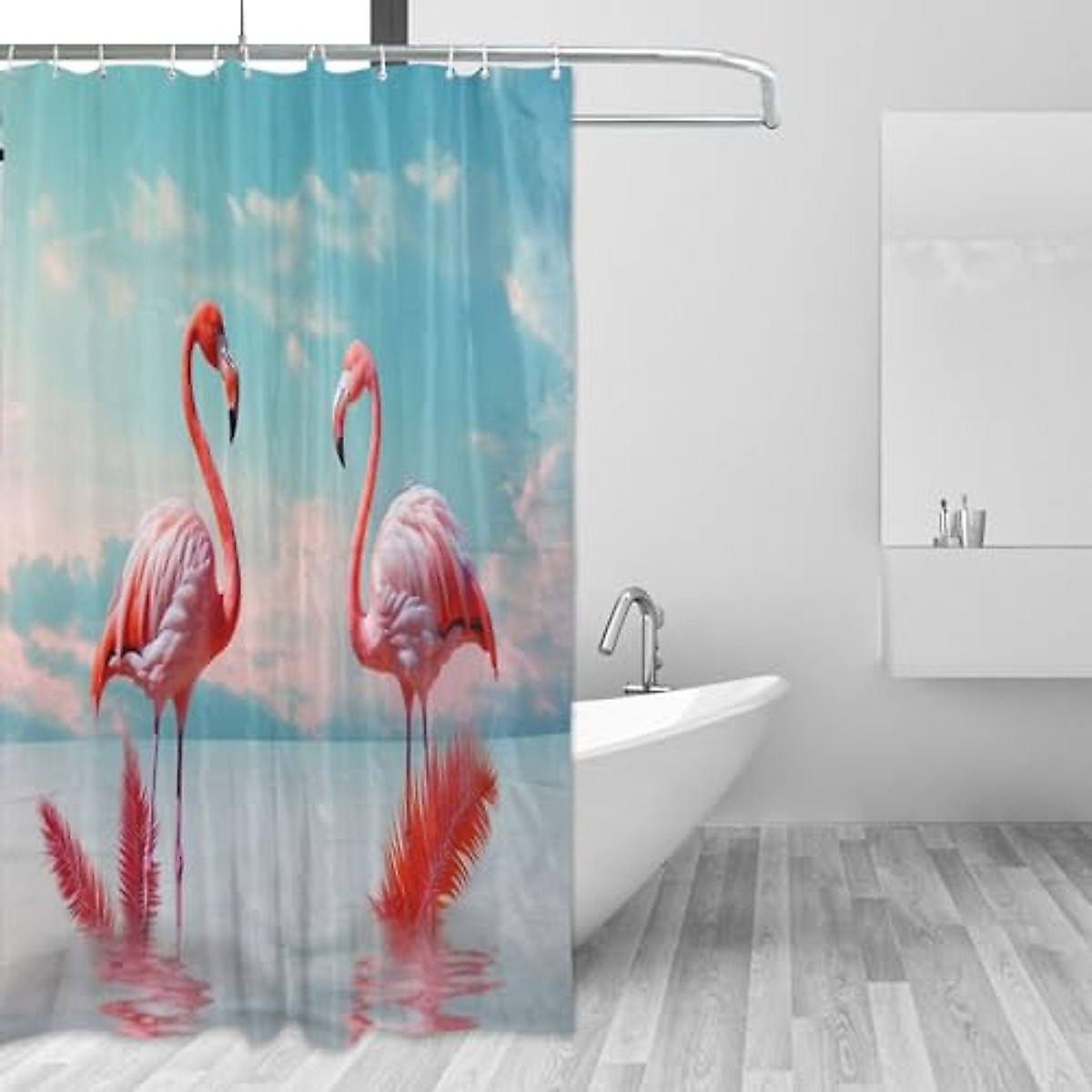 xigua Flamingos Shower Curtain - 72x72 Inch Waterproof Fabric Shower Curtains with 12 Hooks - Modern Home Bathroom Hotel Spa Decorations