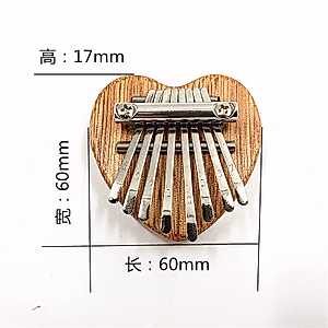 Mini Kalimba Thumb Piano, Solid Wood 8 Keys Finger Piano, Portable Marimba Musical Thumb Piano Accessory Pendant Gift (Wooden Heart)