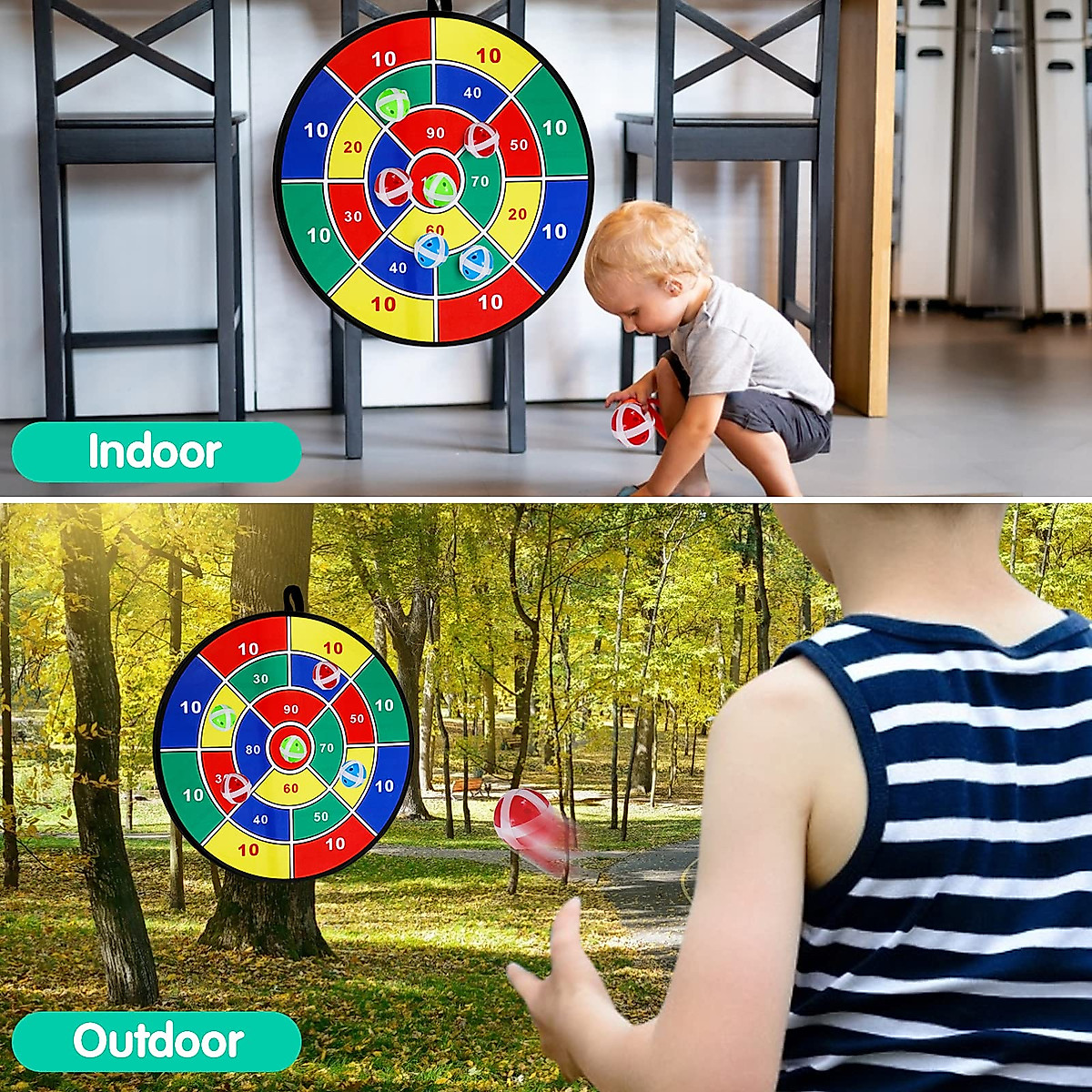 Kids Dart Board Game Set-29 inchs, Board Games with 16 Stick Balls, Summer Indoor Outdoor Toys Games for Kids Ages 4-8, Birthday Party Games Yard Toys for Kids Ages 3 4 5 6 7 8 9 10 11