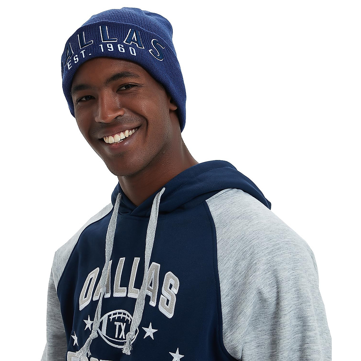 CLORPEAK Dallas Embroidery Classic Cuff Beanie Hat Cuffed Winter Hat Knit Toque Skull Cap - Navy OneSize