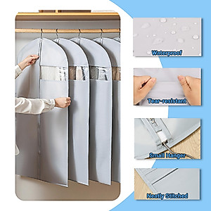 GUOER Garment Bags Set of 2, 50'' Garment Bags for Hanging Clothes, Zipper Suit Bags for Travel with Clear Window, PEVA Dress Bags for Gowns Dust Cover (23.6'' X 51'')