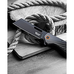Rush Deer D2 Steel Blade Pocket Knife,Folding Knife with Clip & Carbon Fiber Handle,EDC Knife Utility Knife for Hiking Camping Fishing Work Outdoor Etc.Unique Gifts for Men Women Dad Husband Boyfriend