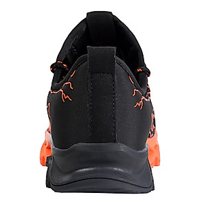 Boys Girls Running Tennis Shoes Kids Sneakers Non Slip Breathable Strap Athletic Sports Shoes Black Orange 4 Big Kid
