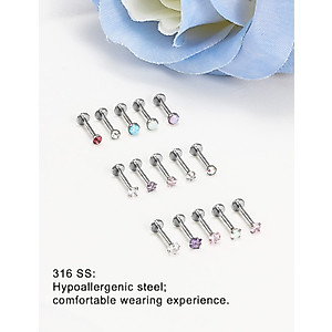 Lcolyoli Threadless Push in Medusa Piercing Jewelry Labret Jewelry Lip Rings Surgical Steel Tragus Jewelry Forward Helix Piercing Jewelry Flat Back Earrings for Women Cartilage Earring 16g 8mm