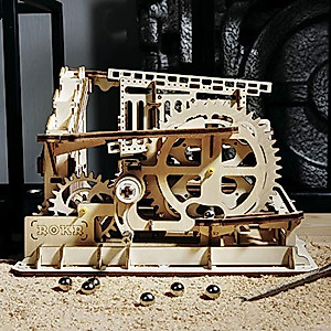 ROKR 3D Wooden Puzzle Mechanical Gears Set DIY Assembly Model Kits Wooden Craft Kits Brain Teaser Games Building Set Best Christmas Birthday Gift for Adults & Kids Age 14+(LG502-Cog Coaster)