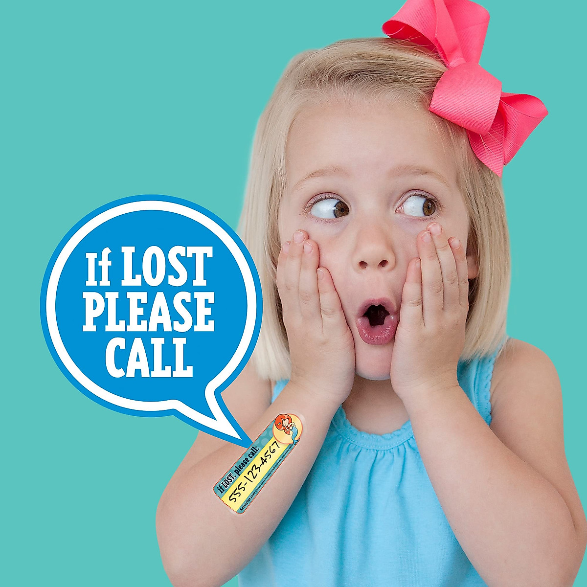 Mermaid 6pk SafetyTat Child ID Tattoos includes skin prep wipes and tattoo marking pen