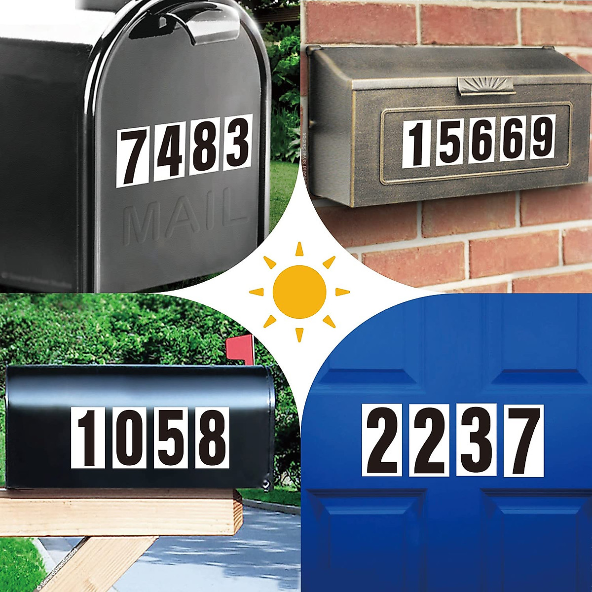 3 inch Adhesive Numbers for Mailbox, House Numbers, Reflective Number Sticker, Mailbox Decals, Address Number, Trash Cans Decal, for Outside (Black/White)