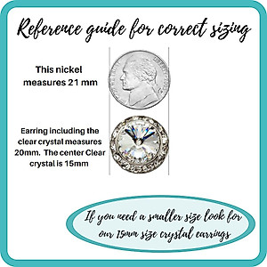 PammyJ Clear 20mm Crystal Framed Post Earrings Wedding Jewelry